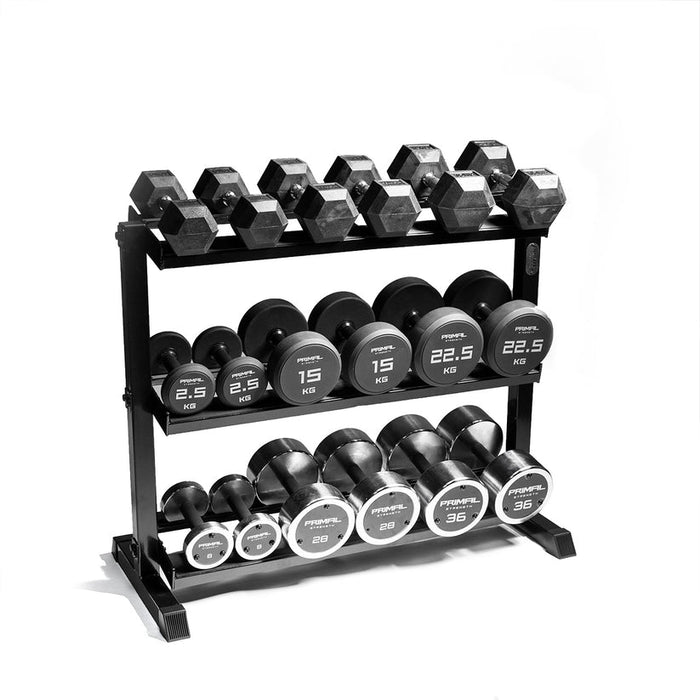 Primal Personal Series Compact 3-Tier Boxed Dumbbell Rack — Best Gym ...
