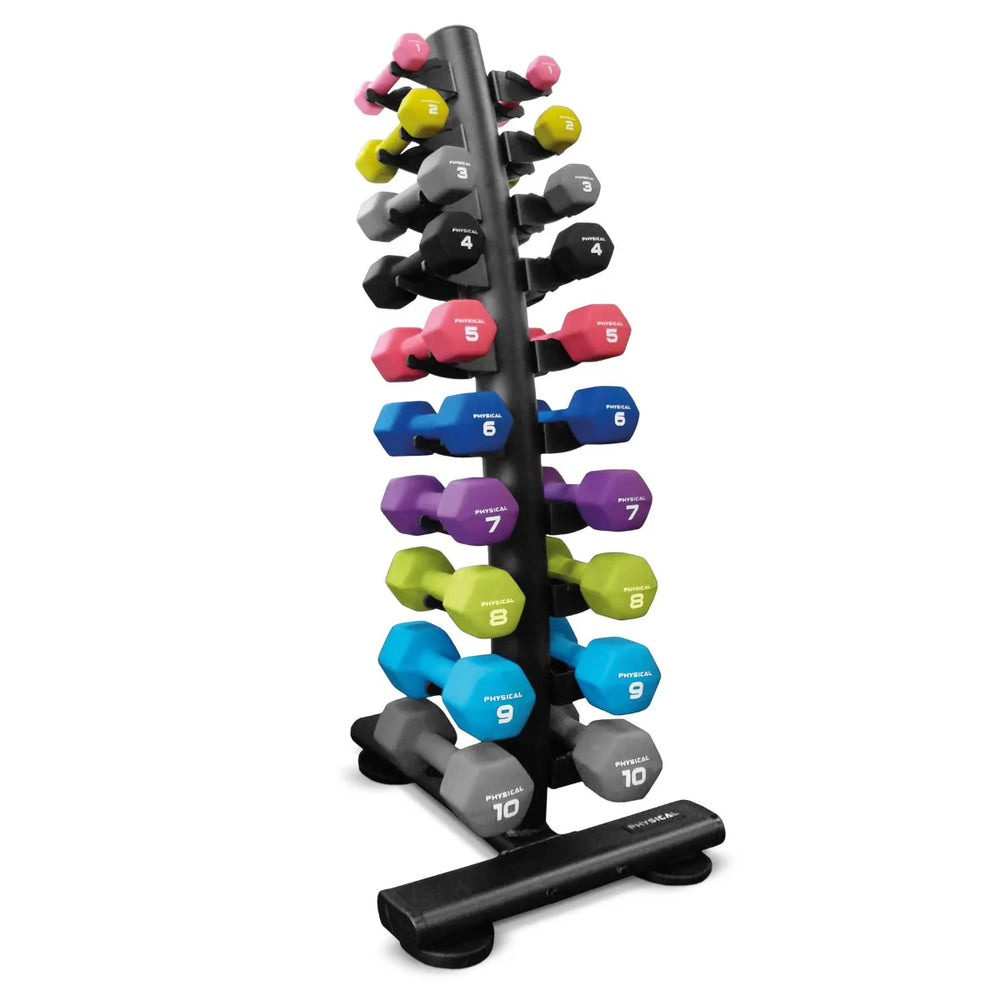 Physical Company Studio Upright Dumbbell Rack - With Set of 10 Pairs of ...